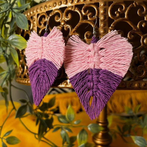 Custom | Jewelry | Custom Handmade Macrame Two Tone Feather Shaped ...
